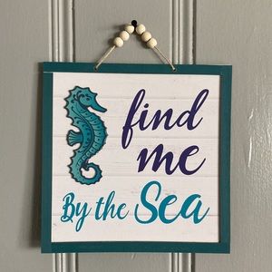 Wall Decor | Nwt Teal Blue Wooden Framed Find Me By The Sea Home Decor ...